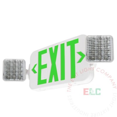 LFI Lights | Green LED Exit Sign Emergency Light Combo | UL924 | COMBO2 ...