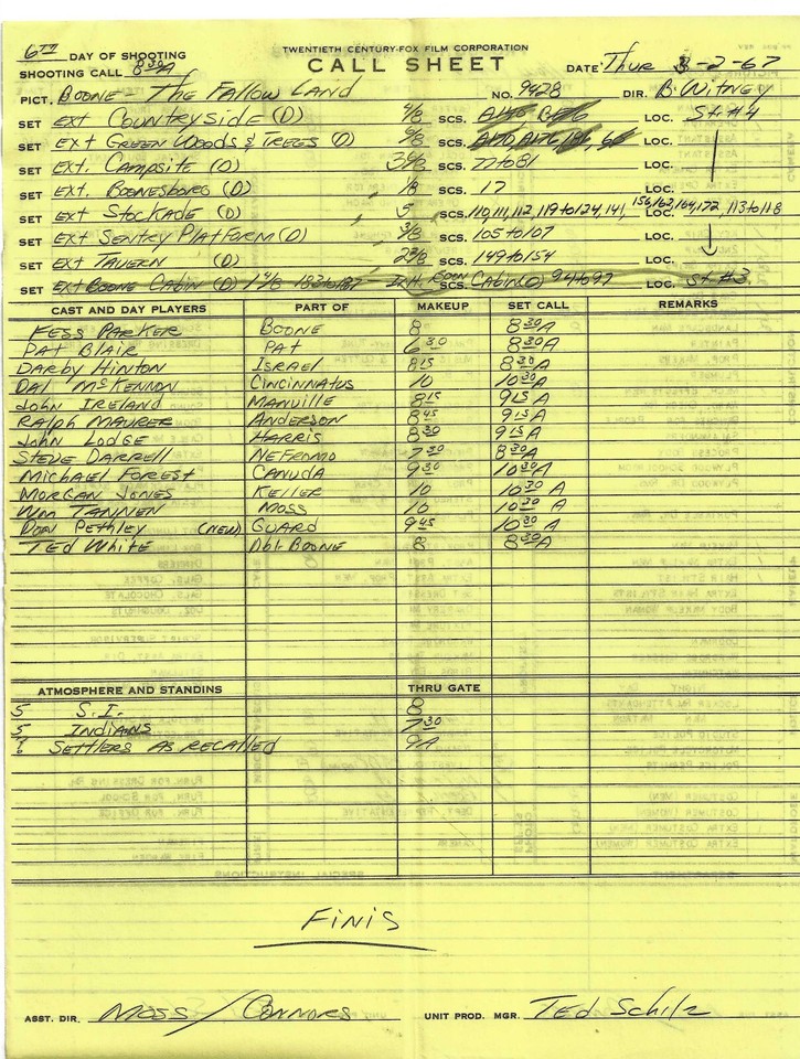 Original TV script, DANIEL BOONE, Fess Parker, Patricia Blair (4/13/67 ...