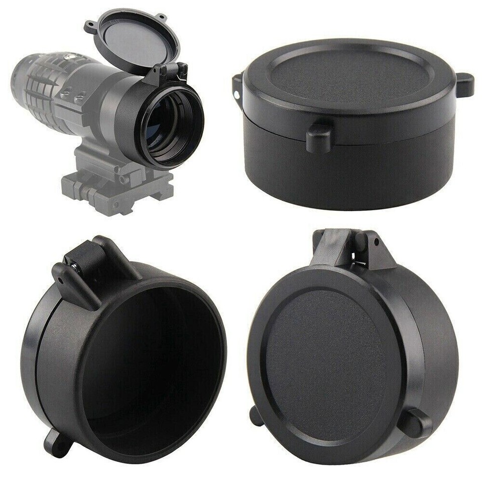 1/2Pcs Rifle Scope Lens Cover Flip Up Cap Objective Lid Quick Spring ...
