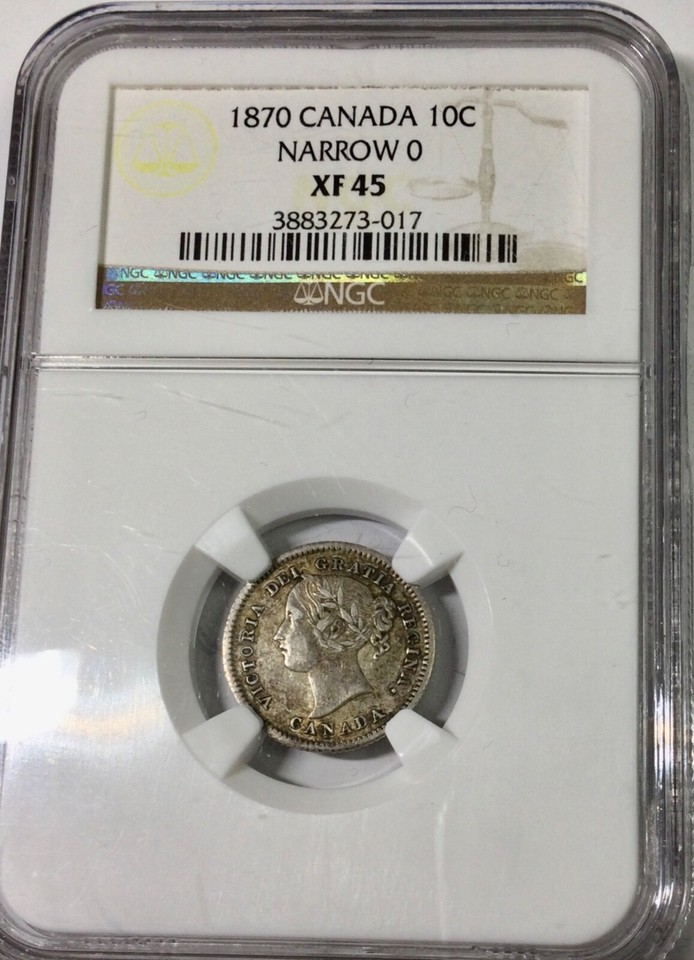 1870 Narrow 0 Canada NGC XF45 10 Cents Sharp Coin Good Eye Appeal | eBay