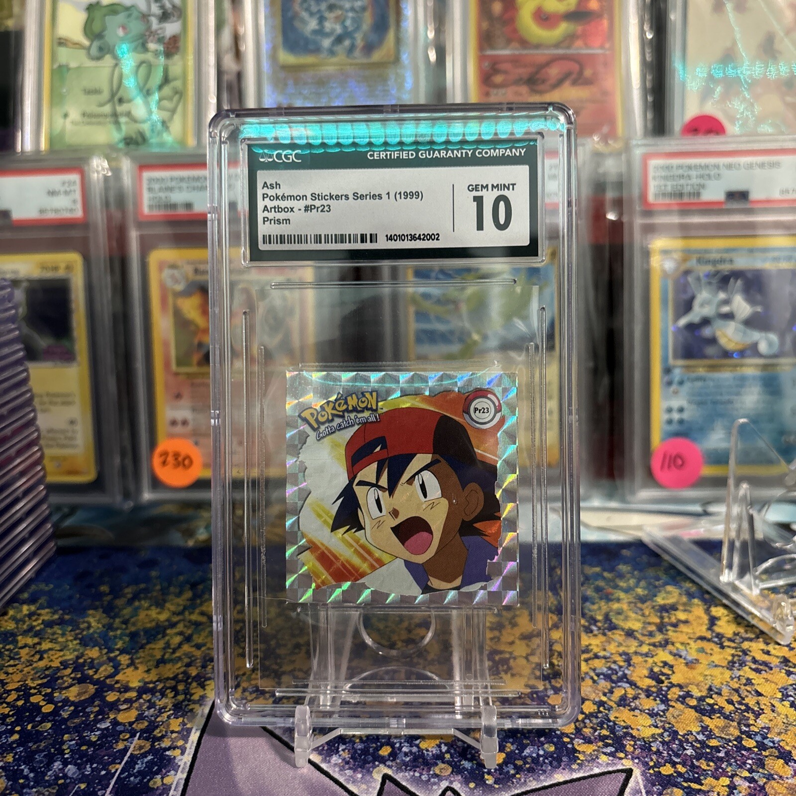 1999 Artbox Pokemon Series 1 Prism Sticker Ash #PR23 CGC 10 POP 5 NONE ...