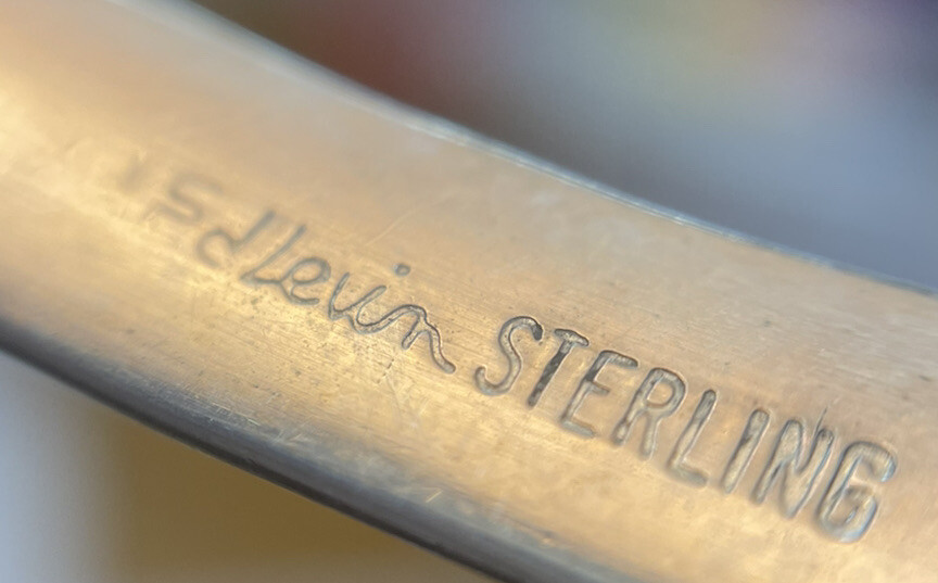 ED LEVIN Sterling Silver 925 Hammered SLIDE BANGLE Bracelet 6.5 ...