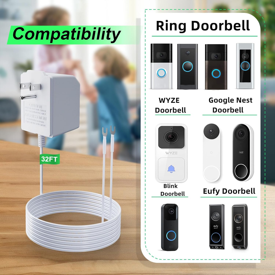 24 Volt Doorbell Transformer Power Supply for Ring Video Doorbell,C ...