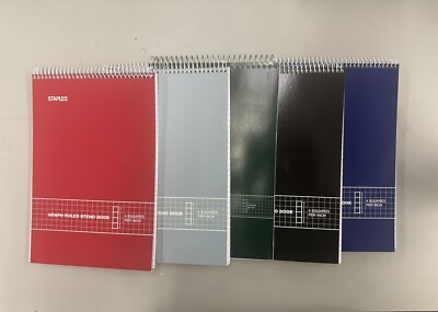Lot of 5 Graph Ruled Steno Books 6x9 White 80 Sheets/Pad, Assorted ...