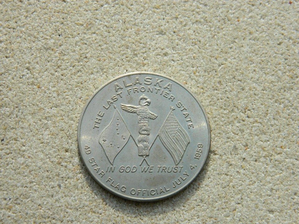 THE 49TH STATE ALASKA THE LAST FRONTIER STATE MEDAL ADMITTED JAN. 3 ...