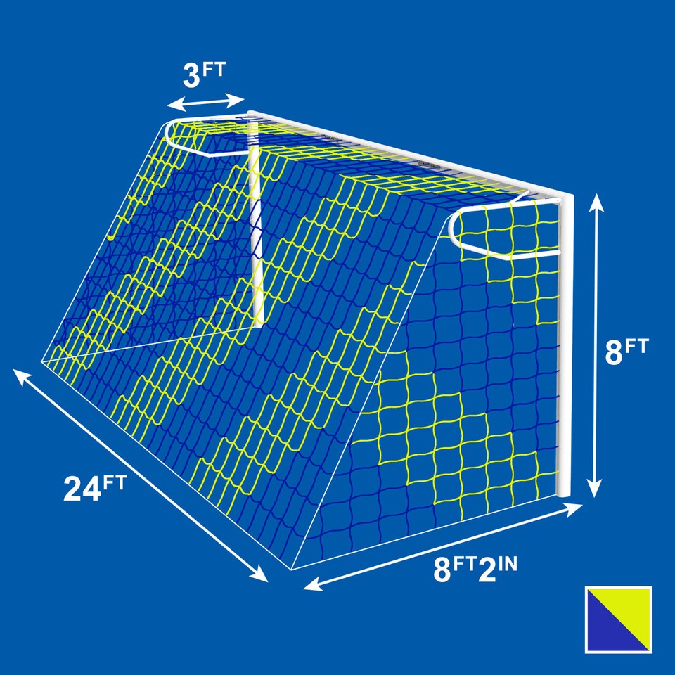 Blue & Yellow Striped Full Size Football Goal Nets - [Net World Sports ...