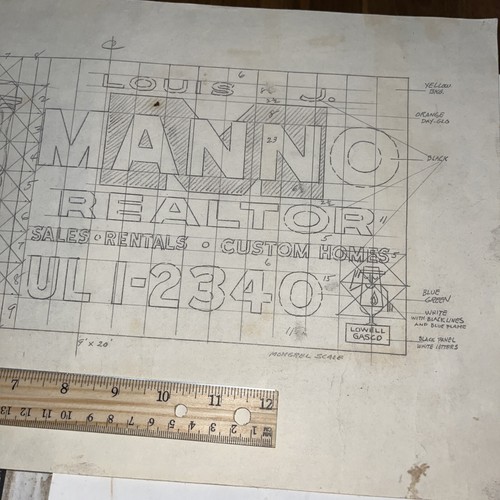 Vintage 1965 Outdoor Advertising Sign Presentation Sample Louis Manno ...