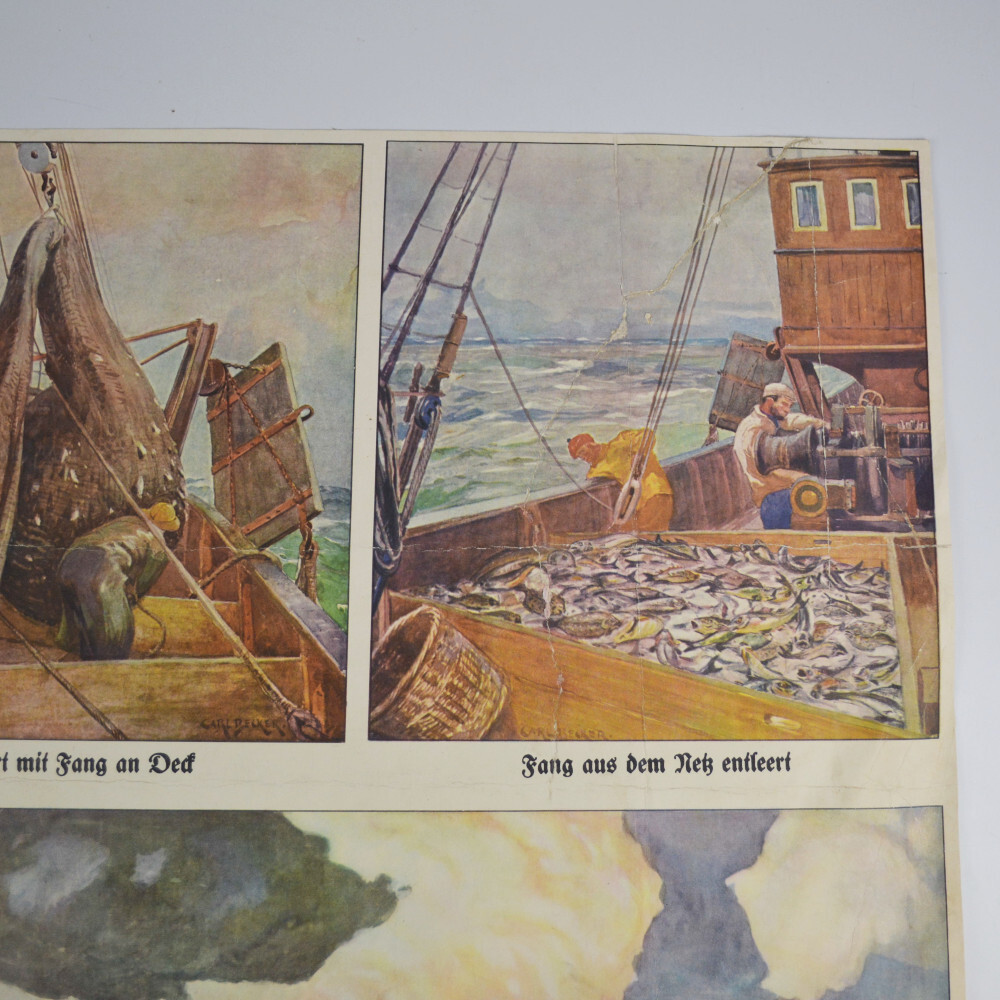 From The German Sea Fishing - Old School Map - Poster - Carl Becker | eBay