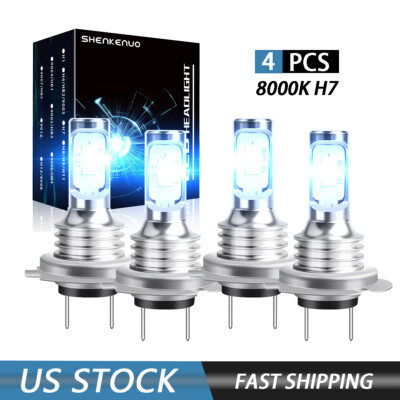 4x H7 LED Headlight High Low Beam Bulbs Conversion Kit Ice Blue 8000K ...