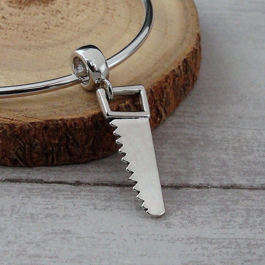 Silver Hand Saw Dangle Charm - Saw Tool Charm fits European Bracelets ...
