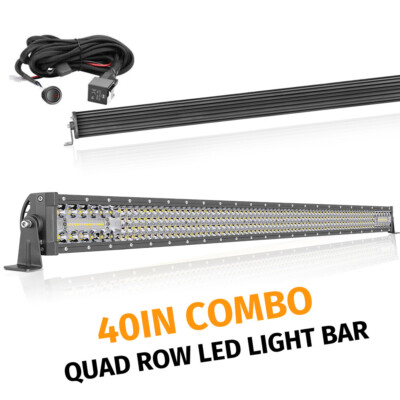 40inch LED Work Light Bar Quad Row Spot Flood Combo Driving Offroad SUV ...