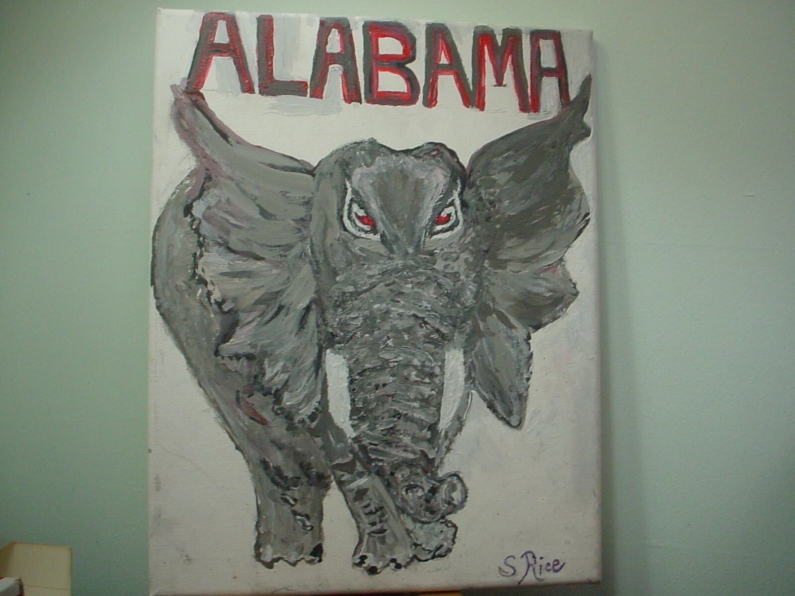 Original Acrylic on Canvas by S. Rice, The Angry Alabama Elephant, RTR ...
