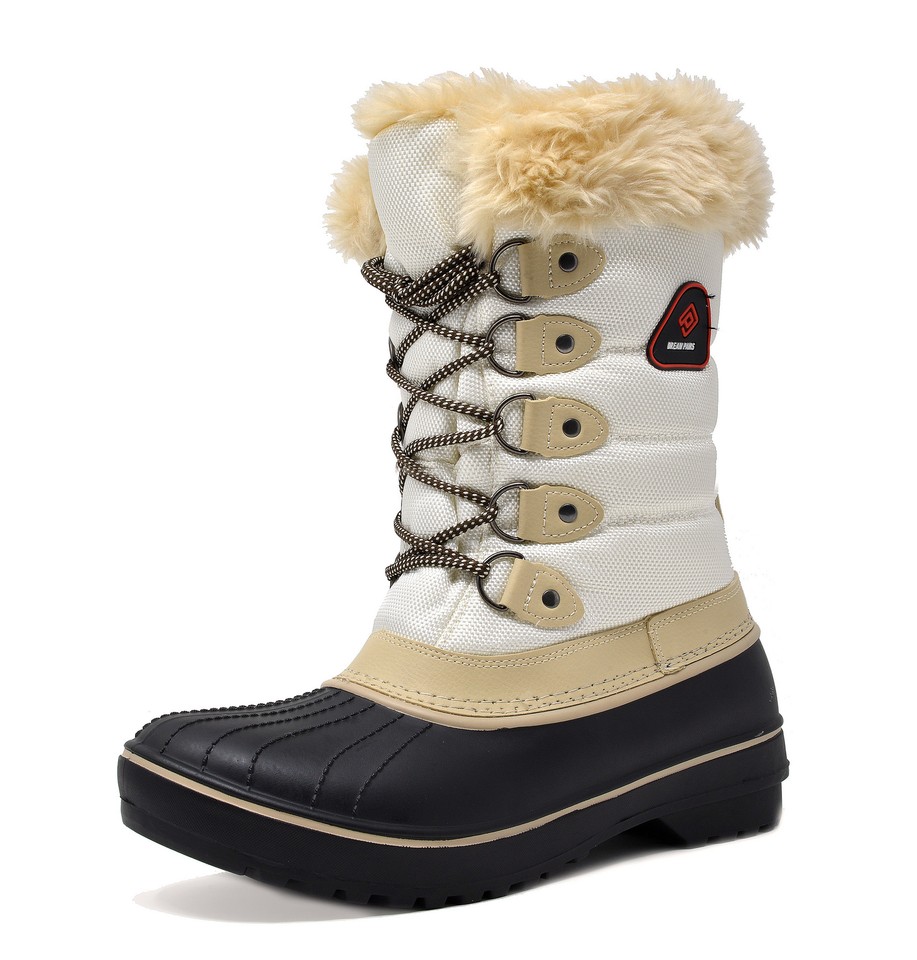 Women Winter Warm Faux Fur Lined Snow Boots Zip Up Waterproof Snow ...