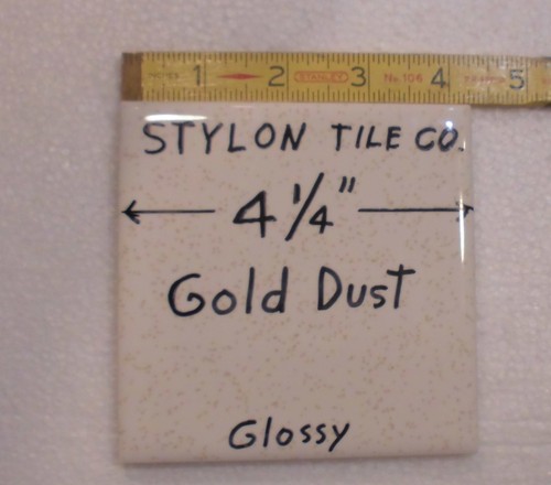 1 pc. *Gold Dust* 4-1/4" Glossy Ceramic Tile; by Stylon Co. white ...