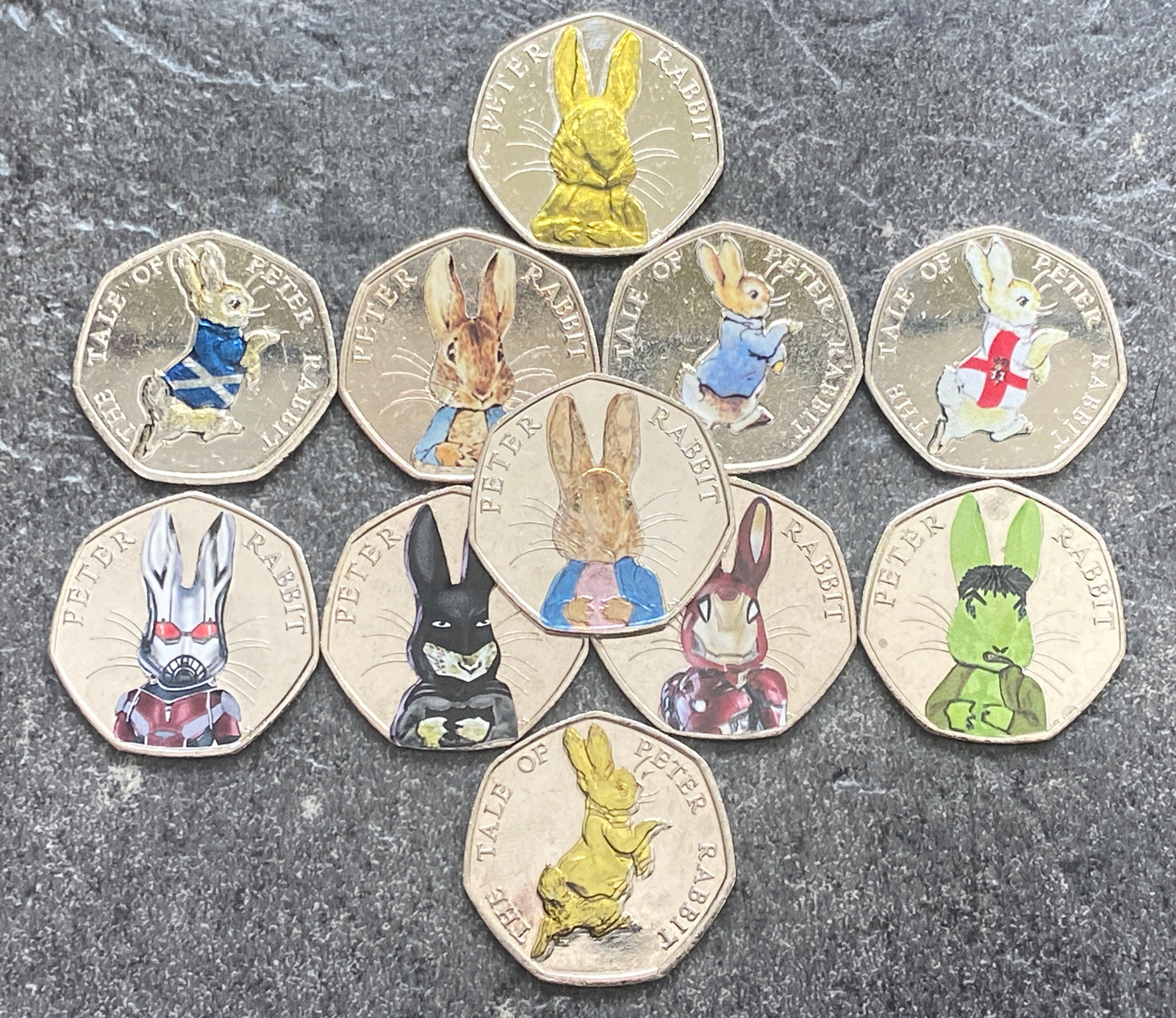 Peter Rabbits 50p Coins Beatrix PotterHand Made Decal Stickers Golden ...