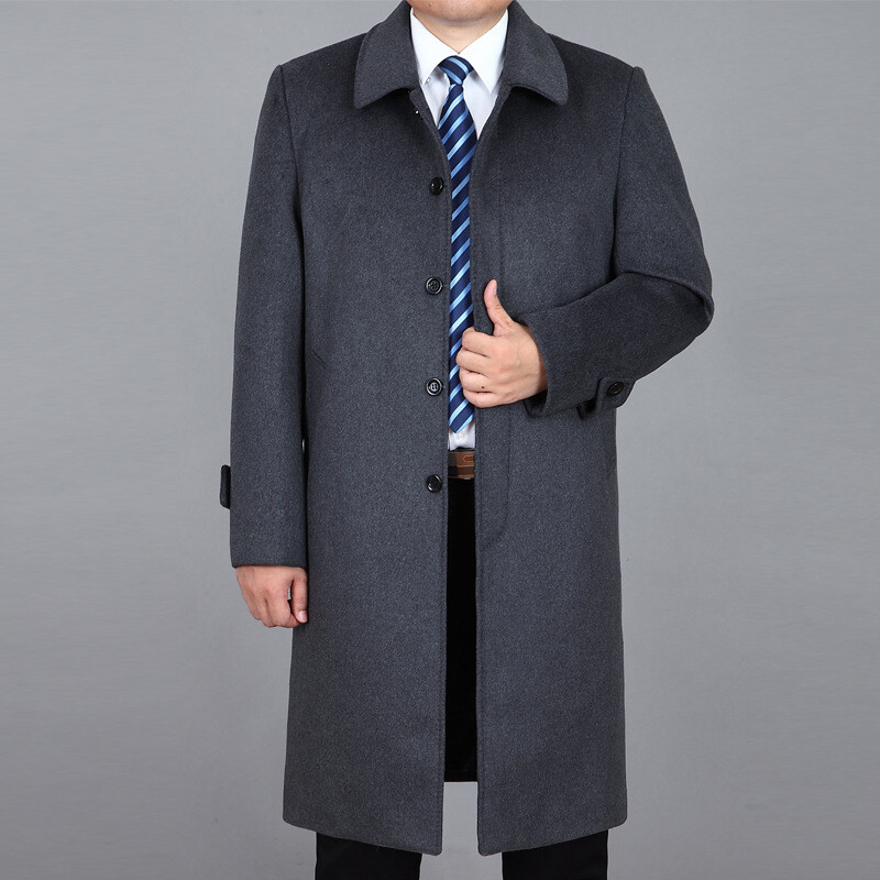 Winter Mens Woolen Cashmere Overcoat Business Leisure Knee Length Coat ...