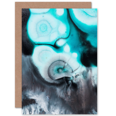 Abstract Swirl Paint Turquoise Card With Envelope | eBay