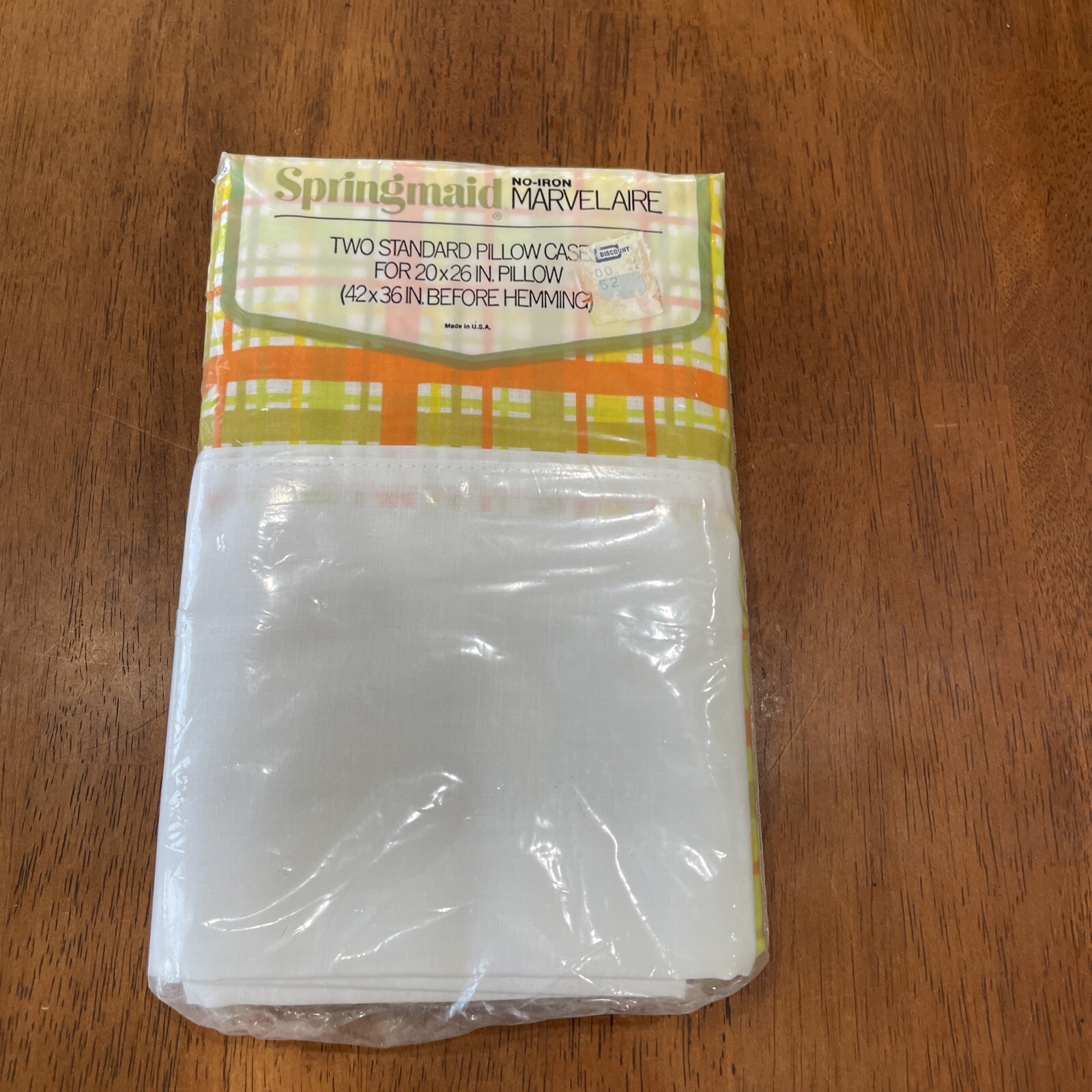 VTG Springmaid Marvelaire Yellow Orange Green Plaid Pillowcase Set New ...