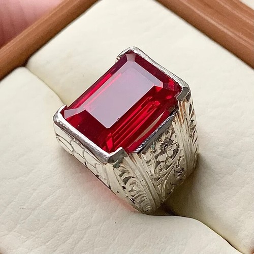 Cabochon Red Ruby Mens Ring Sterling Silver 925 Anari Yaqoot Ring ...