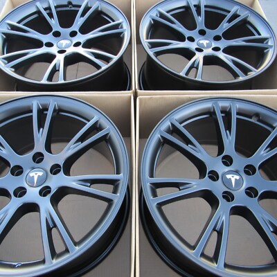 19” Tesla Model Y Gemini Factory Original OEM Wheels RIMS MATTE BLACK ...