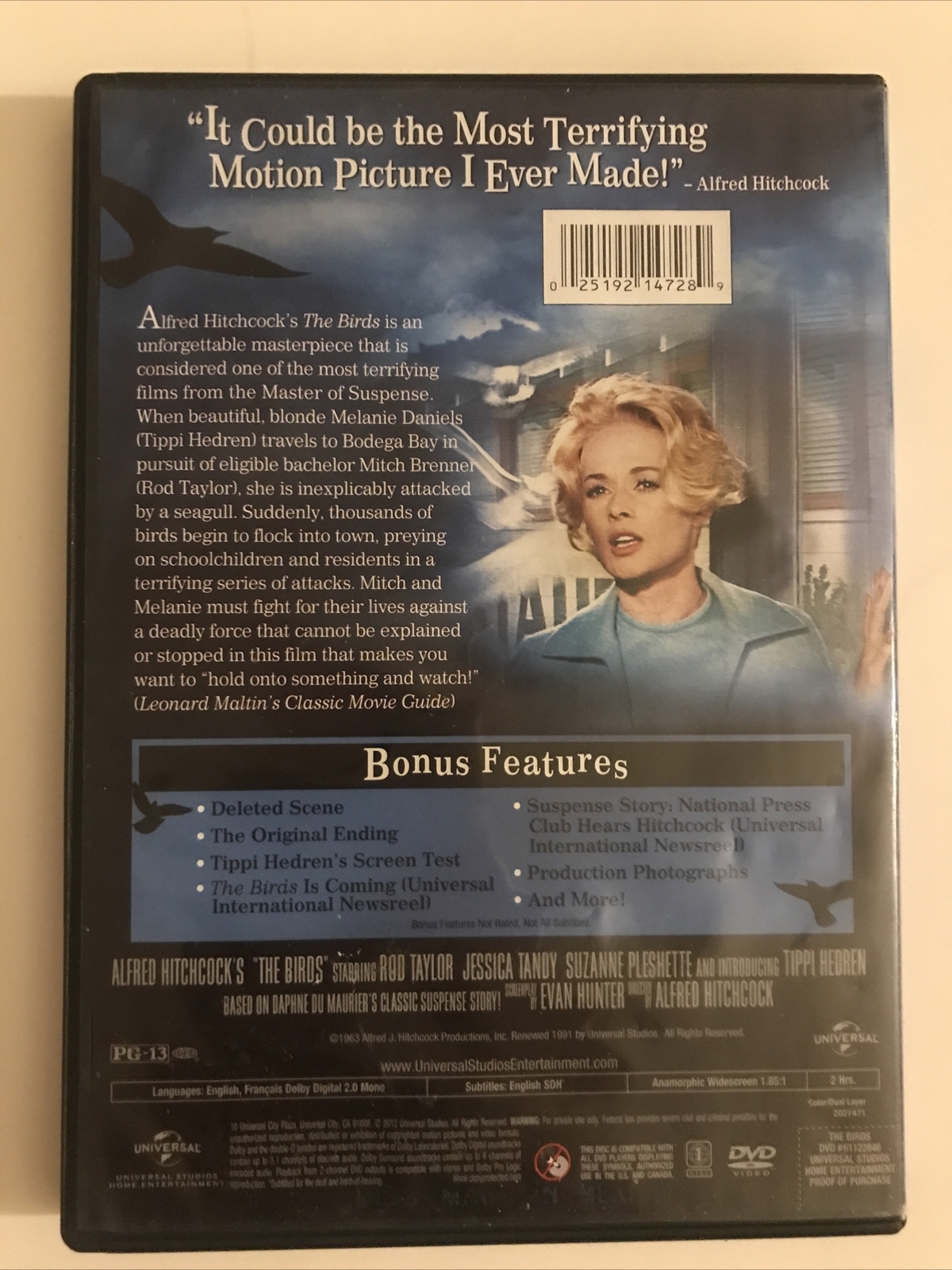 Alfred Hitchcock's- The Birds (DVD 1963/2012 Universal) Rod Taylor ...