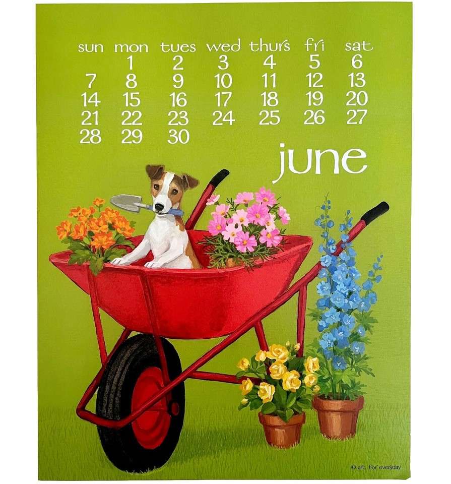 Italian Greyhound June Dog Days Poster Calendar 14 x 11" Art Erica ...