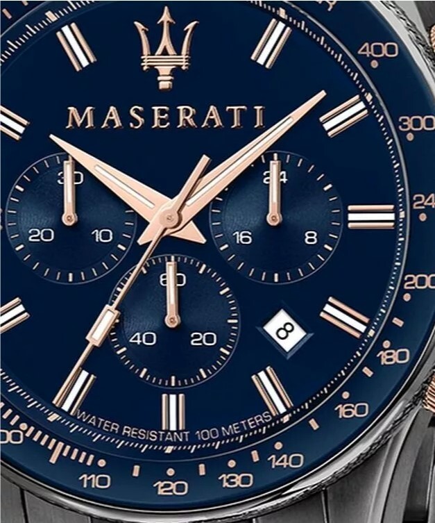 Maserati Sfida Chronograph Blue Dial Grey Steel Strap Men's Watch ...