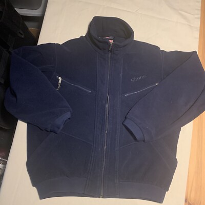 Simms Fishing Fleece Jacket Womens Navy Blue Full Zip Gore Wind Stopper ...