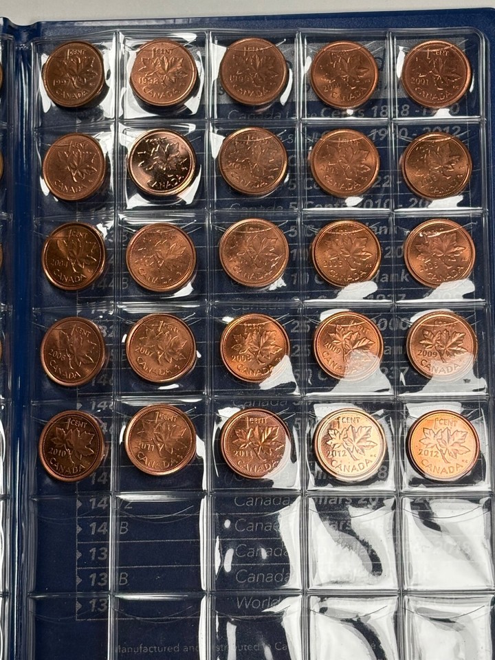 Canada 1920 - 2012 Penny 1 Cent Coin Collection Near Complete - 95 ...