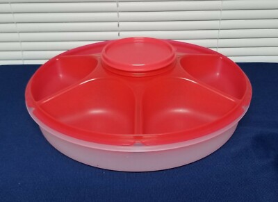 Tupperware Serving Center Set! Red. 12" diameter! New! | eBay