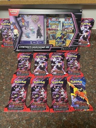 10 SEALED Destined Rivals Packs & Cynthia’s Garchomp EX Premium ...