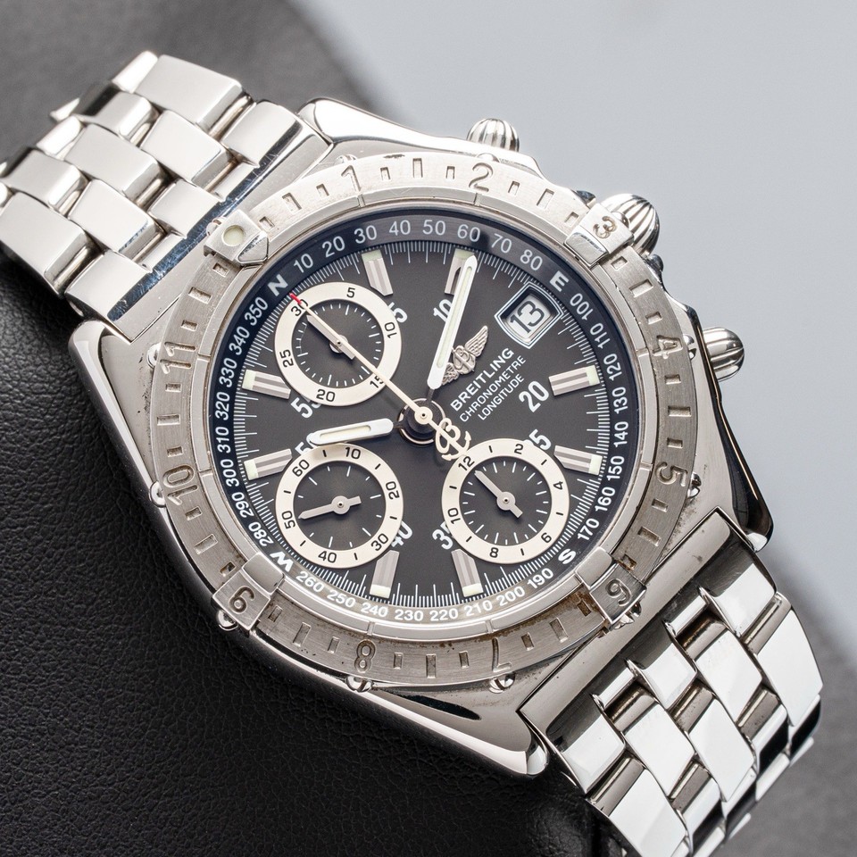 SHARP BREITLING CHRONOMAT LONGITUDE CHRONOGRAPH WATCH A20348 on PILOT ...