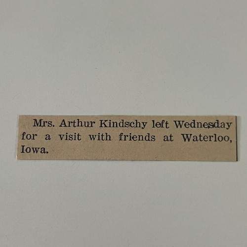 Mrs. Arthur Kindschy Visit With Friends 1936 Galesville WI Clipping ...