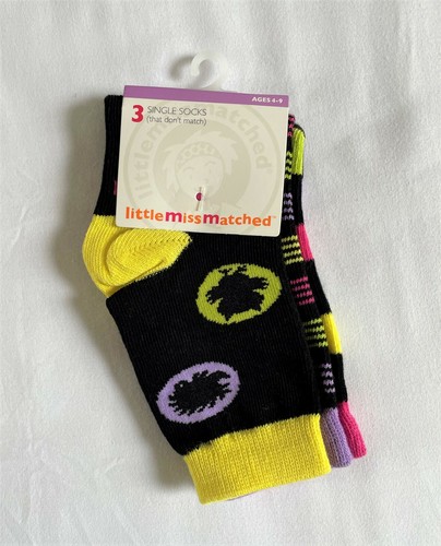 New 3 Pack Single Socks Little Miss Matched Girls Socks Ages 4 - 9 | eBay