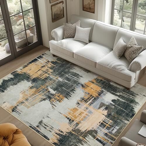 Area Rug Living Room Rugs: 6x9 Large Abstract Washable Rugs with 6' x 9 ...