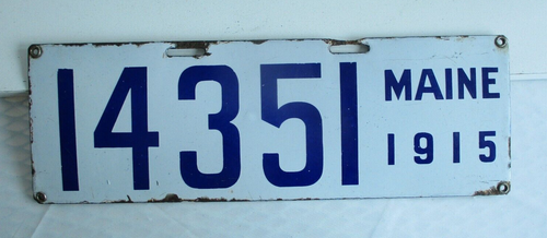 1915 Maine Porcelain License Plate Tag 14351 | eBay