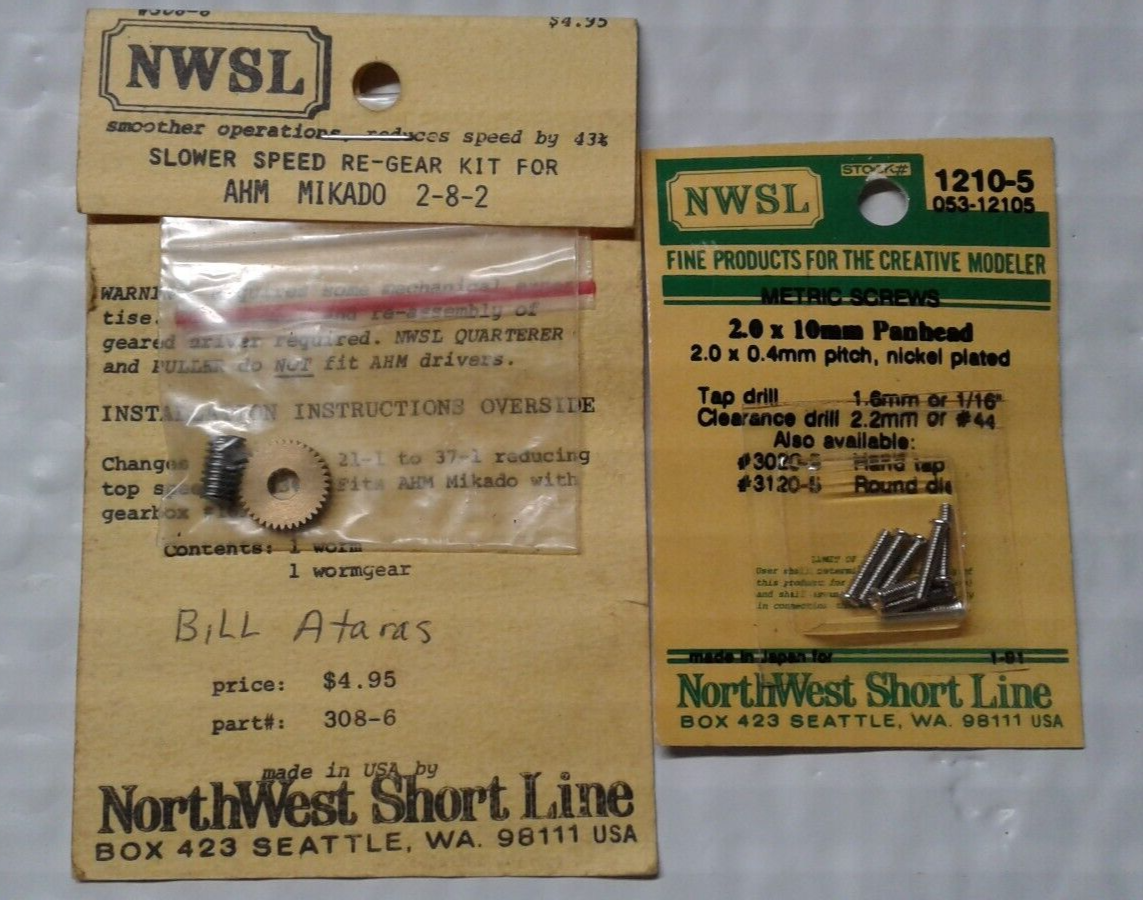 Northwest Short Line NWSL 308-6 re-gear kit AHM MIKADO 2-8-2 slower ...