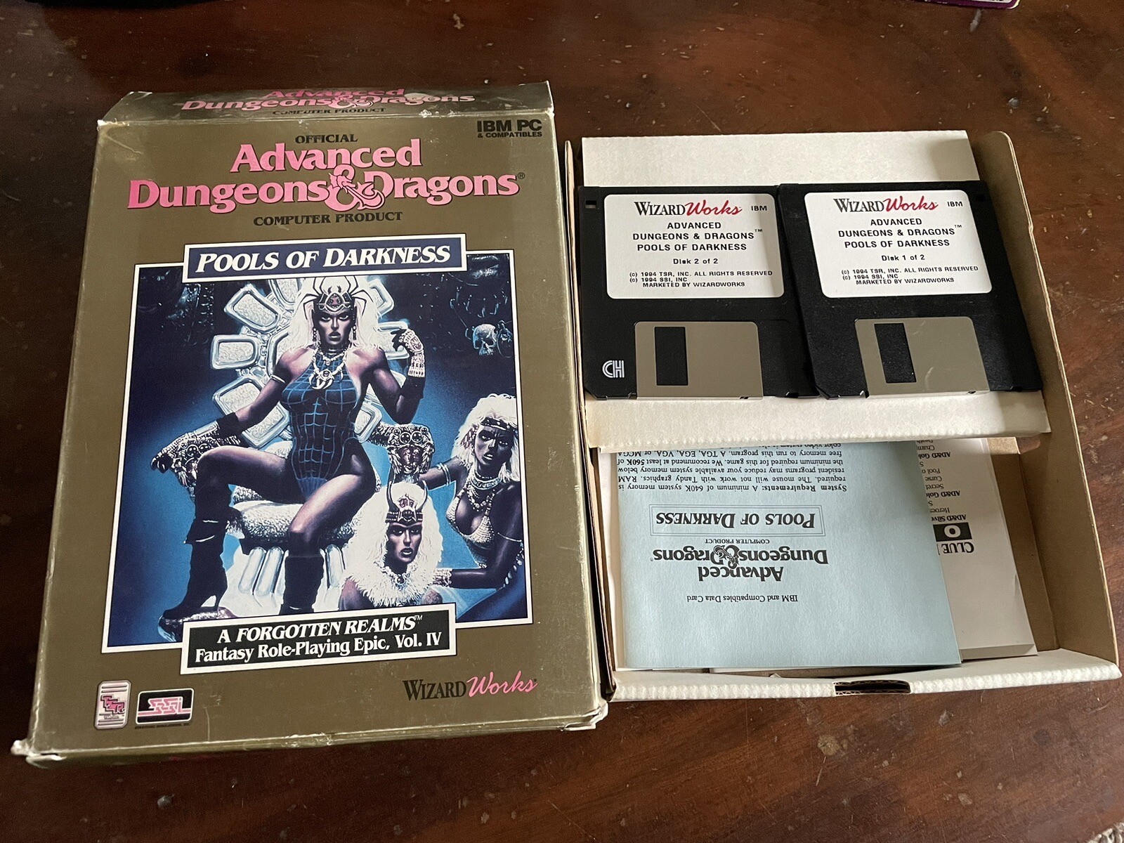 Advanced Dungeons And Dragons Pools Of Darkness IBM/PC 3 1/2” Complete ...