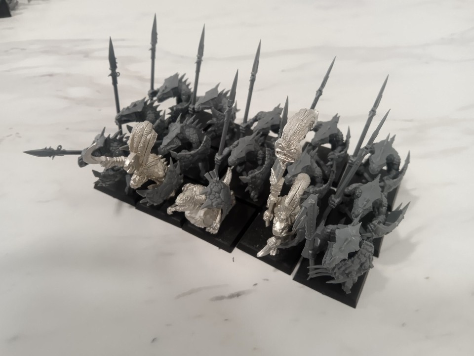 Warhammer Fantasy Lizardmen Army Saurus Warriors With Metal Command x15 Models | eBay