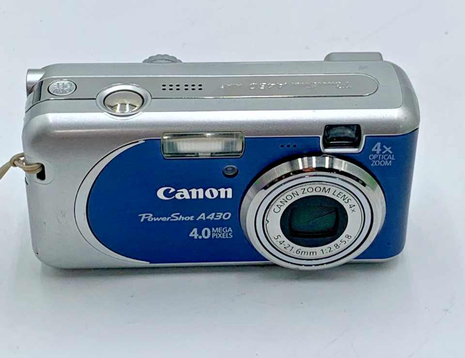 Canon PowerShot A430 PC1186 4mp 4x Zoom Silver/Blue Digital Camera C/NO ...