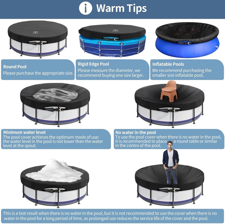 28 Ft Pool Cover with Automatic Drain Above Ground Pool Cover, Easy ...