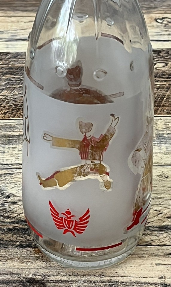 Vintage Arrow Vodka Bottle Gold Frosted Glass Decanter Russian Dancers ...
