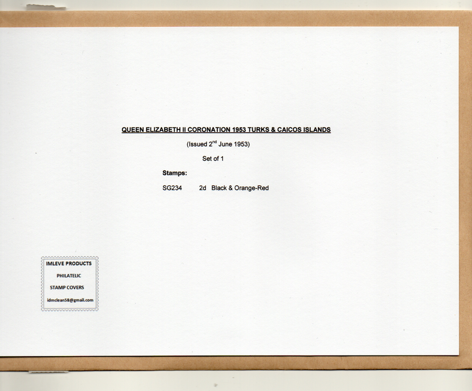 QUEEN ELIZABETH II NICE DISPLAY TURKS & CAICOS 1953 CORONATION BLOCK OF ...