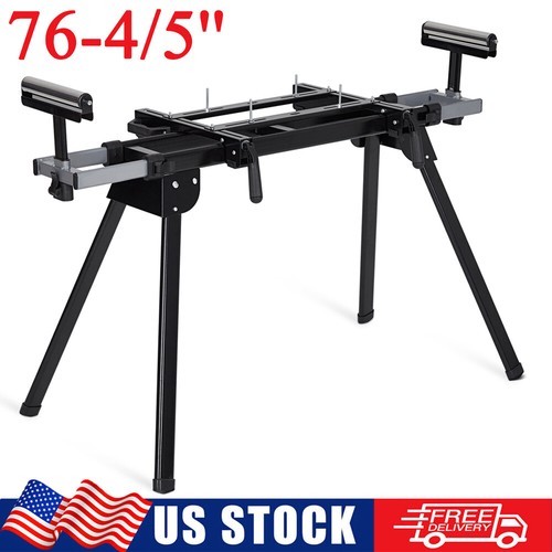 Folding Miter Saw Stand Adjustable 76-4/5'' Max Sliding Rails 440lb ...