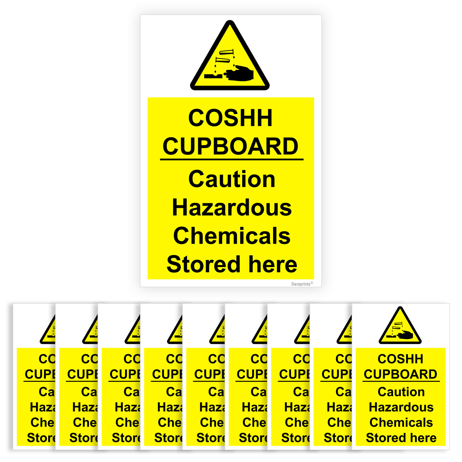 COSH Cupboard Caution Hazardous Chemicals Stored here Sign Vinyl ...