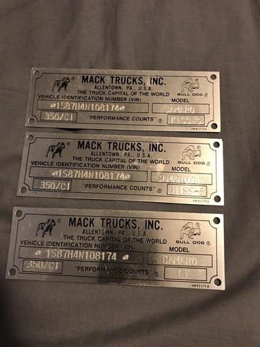 Mack Trucks Inc Identification Plates Allentown Pennsylvania Vintage | eBay