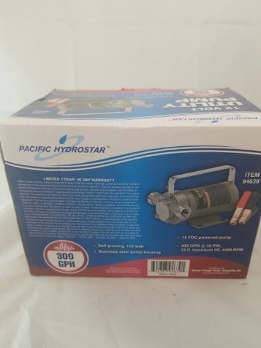 Pacific Hydrostar 12 Volt 110 Watt Utility Pump #94639 Self Priming 300 GPH | eBay