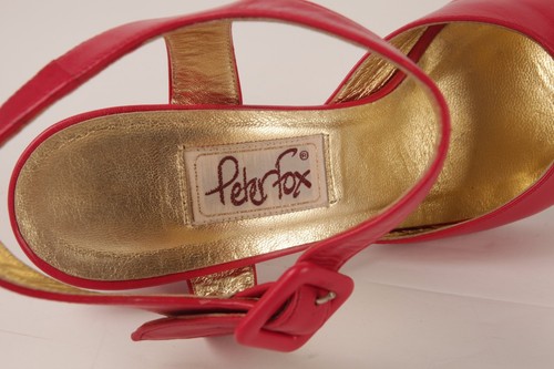 PETER FOX Womens' Open Toe RED 2 1/2 in. Shoes W/ Heel & Ankle Strap S ...