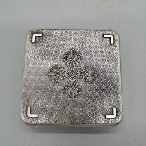 Asian miao silver copper fish inkstone box pen wash pot Treasures ink ...