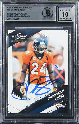 Broncos Champ Bailey Signed 2009 Score Inscriptions #86 Card Auto 10 ...